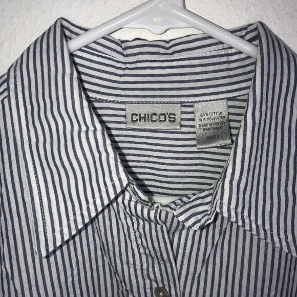 Chico's | Tops | Chicos Womens Striped Button Up Shirt Long Sleeve ...